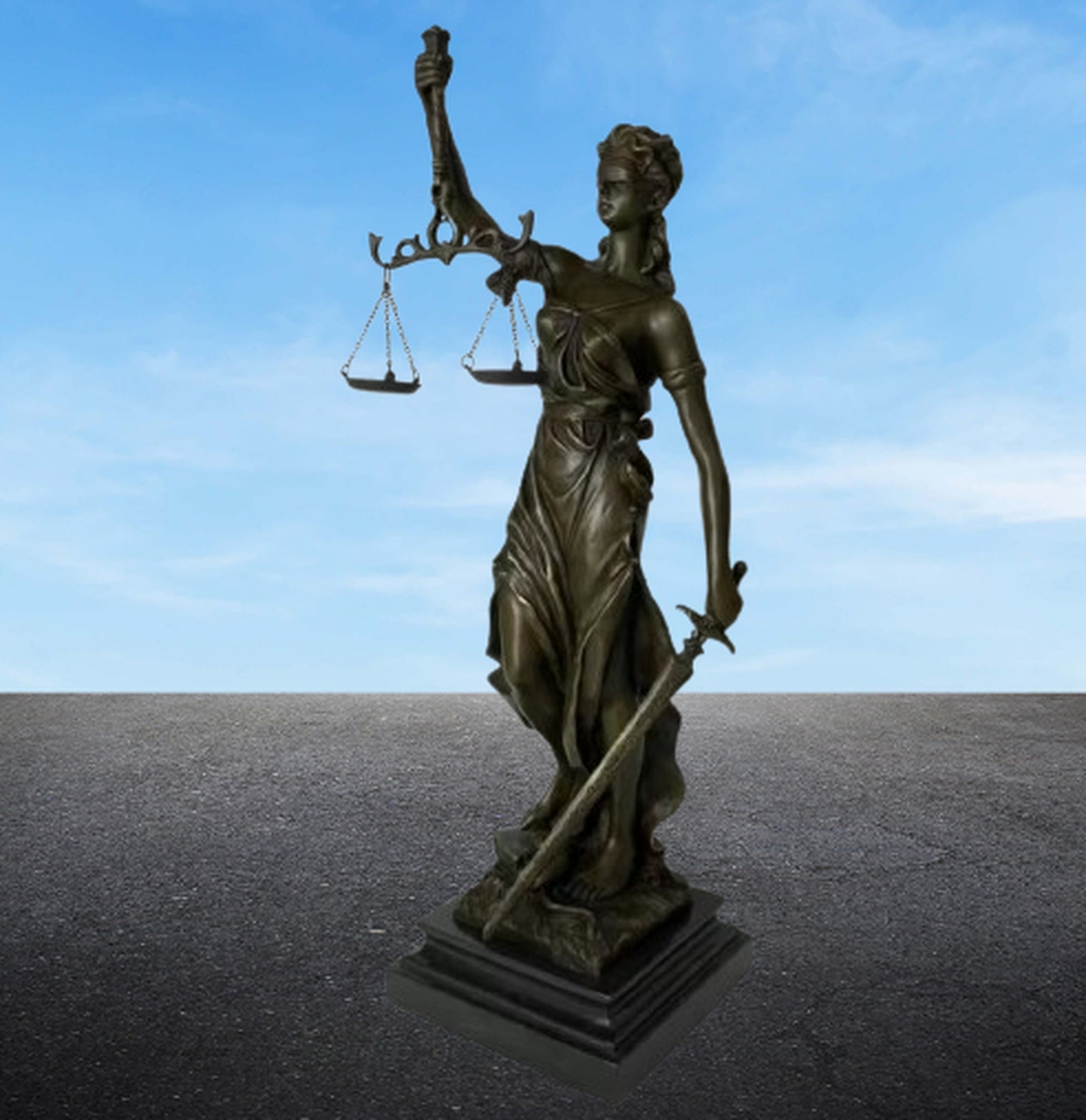 Large Lady Justice Bronze Sculpture on Marble Base Hans Gieng Statue ...