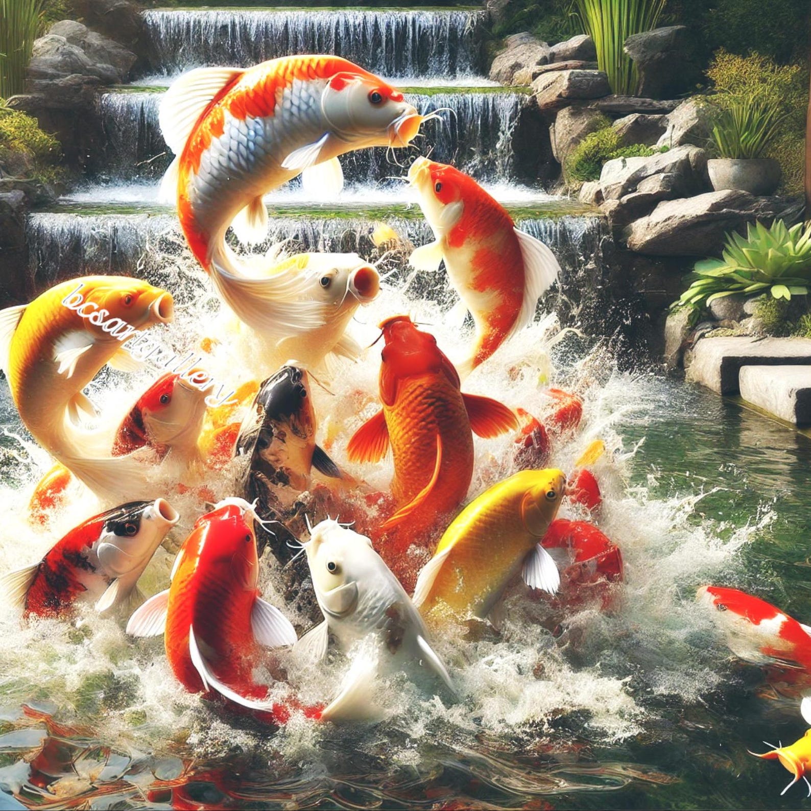 The Koi Dance Original Painting Japanese Carp Fish Oil Painting on ...