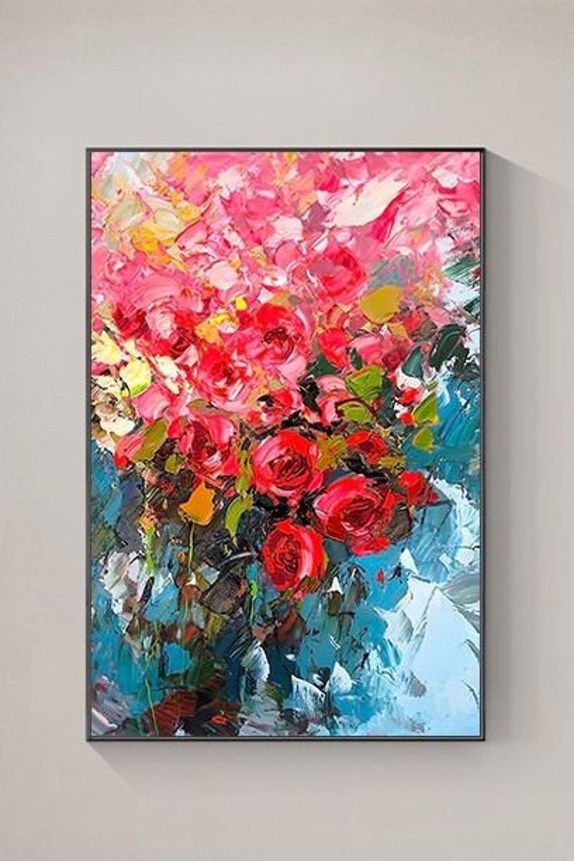 Abstract Misty Roses Oil Painting on Canvas Large Original Floral ...