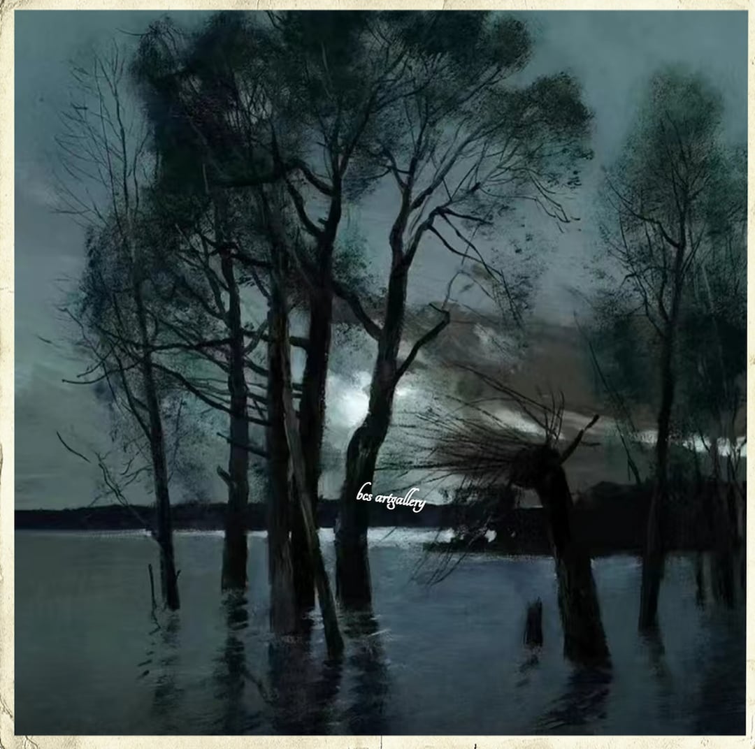Original Nightfall Painting Night Landscape Oil Painting on Canvas 100% ...
