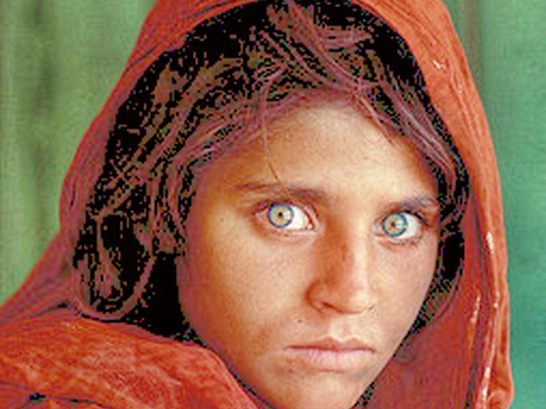 Green-eyed Afghan Girl Sharbat Gula War Oil Painting Reproduction on ...