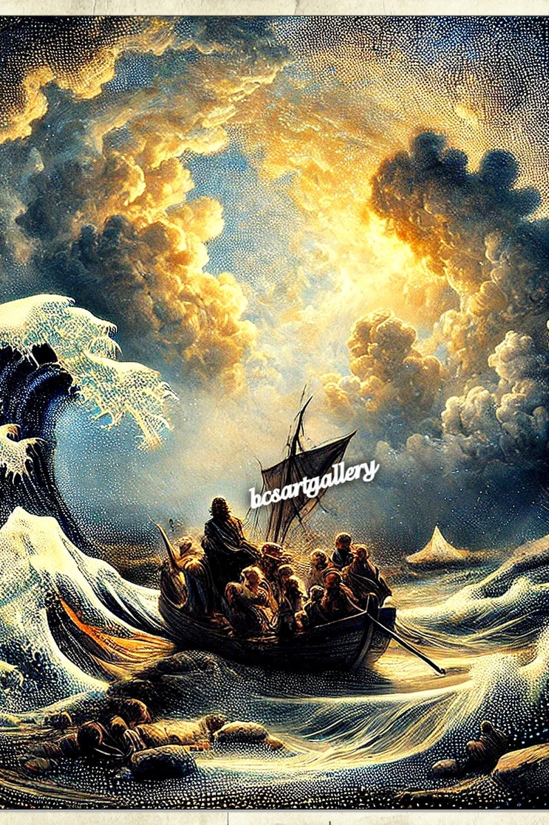 Original Tempest Oil Painting on Canvas 100% Hand Painted Sea of Faith ...