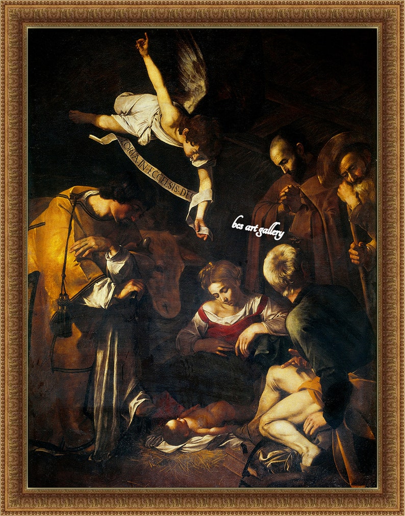 Caravaggio Nativity Oil Painting Reproduction, St Francis and St ...