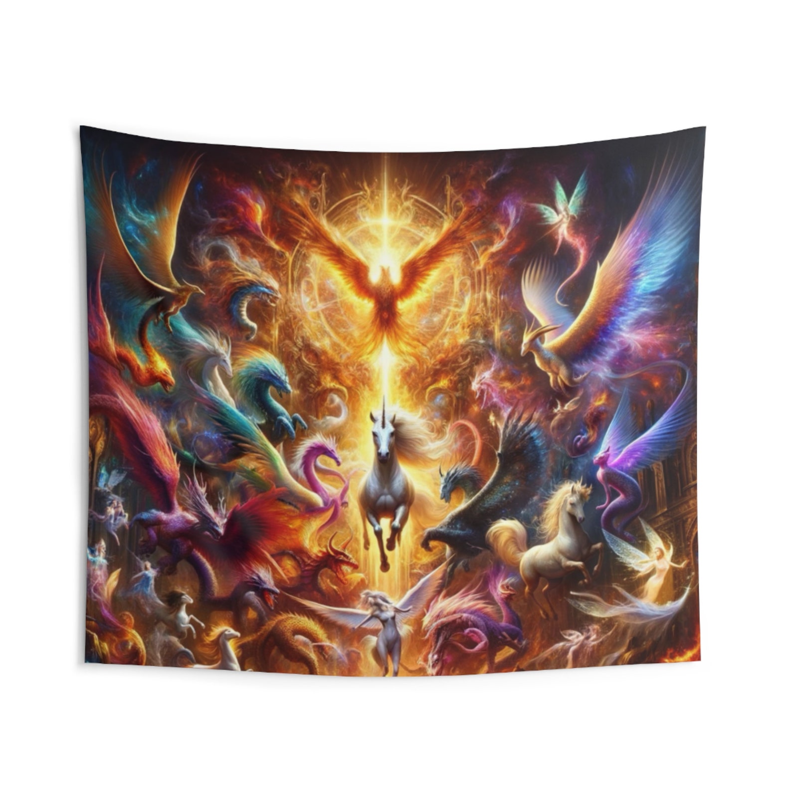 Magical and Mythical Beasts Wall Tapestry - Fantasy Art Décor, Unicorns ...