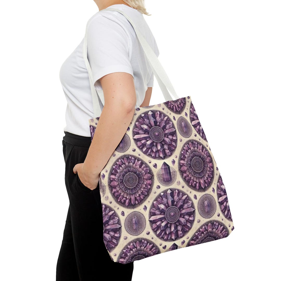Large Elegant Amethyst Crystal Pattern Tote Bag, Large Stylish, to Te ...