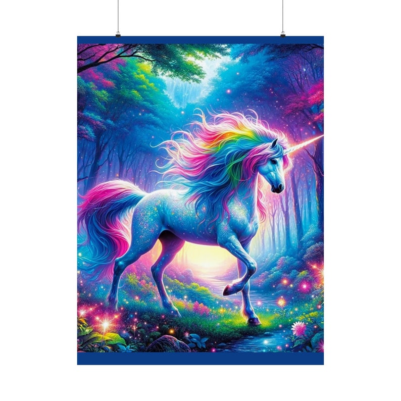 Enchanted Unicorn Poster Vibrant Wall Art for Kids' and Adults, Fantasy ...
