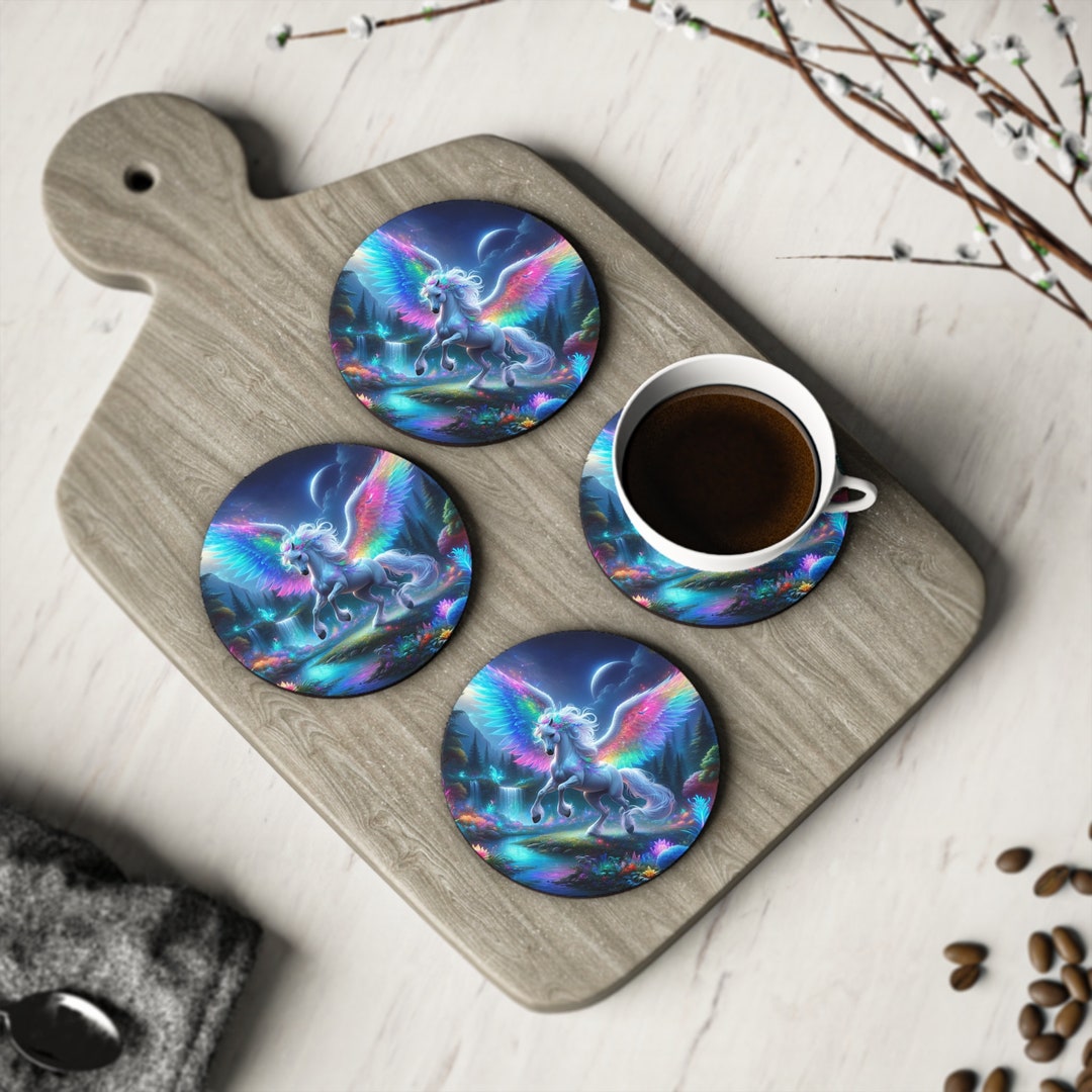 Fantasy Drink Coasters, Coffee Table Coasters, Unicorn Coasters ...