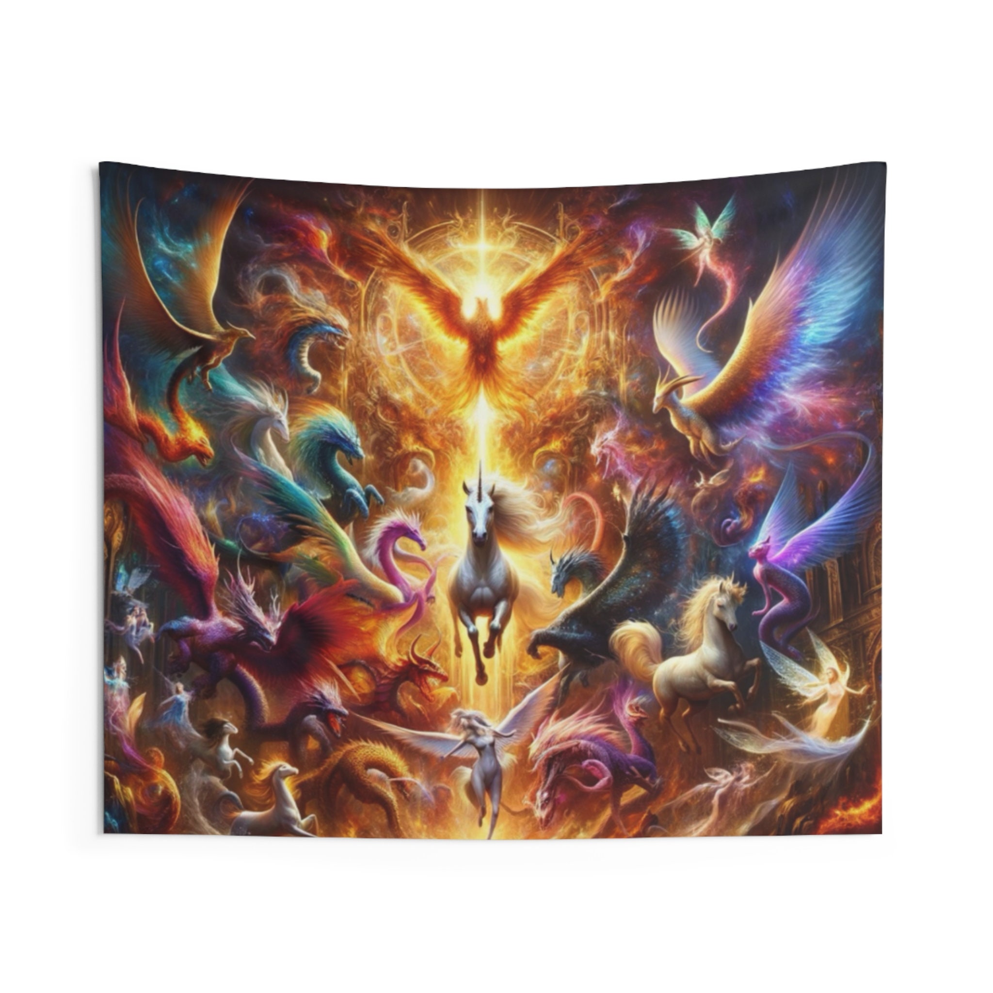 Magical and Mythical Beasts Wall Tapestry - Fantasy Art Décor, Unicorns ...