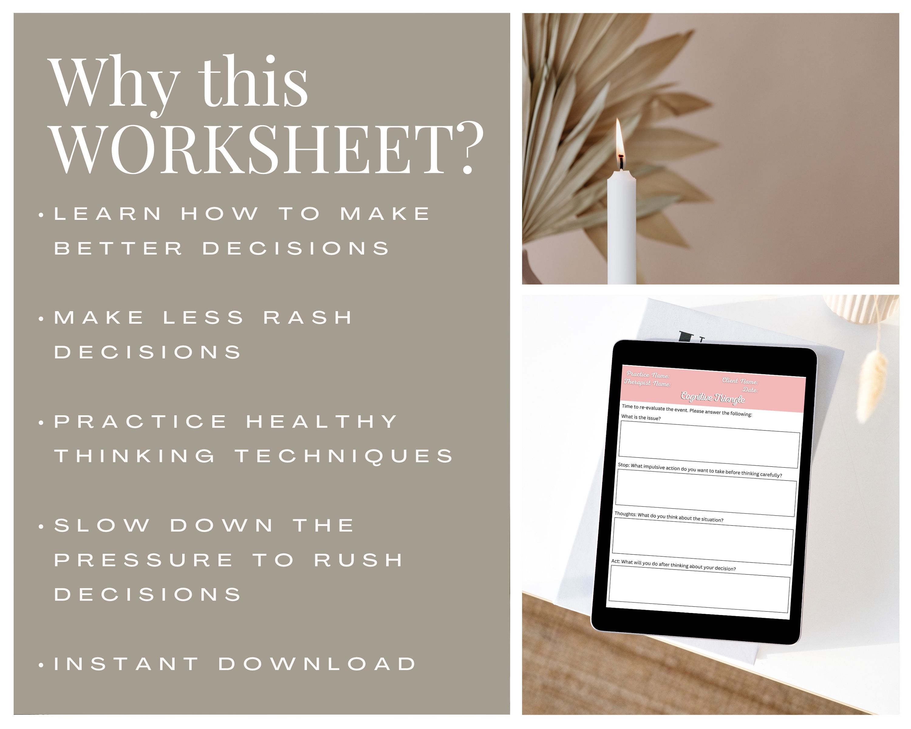 Learn Better Decision Making Skills | Decision Therapy Worksheet ...