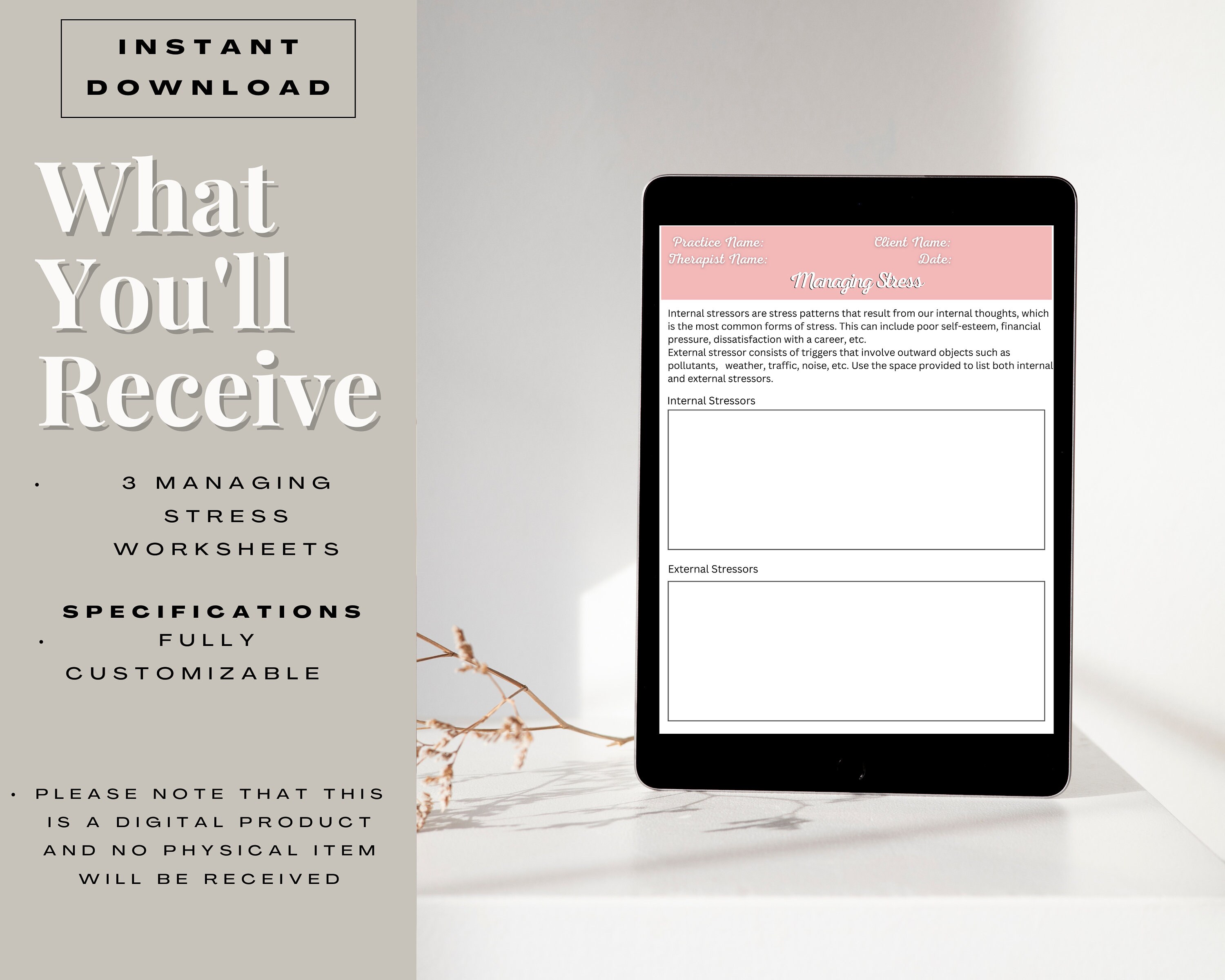 Calm Down From Stress Worksheet Stress and Anger Management Therapy ...