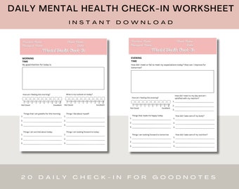 Mental Health Check in Digital Printable for Therapists, Counselors ...
