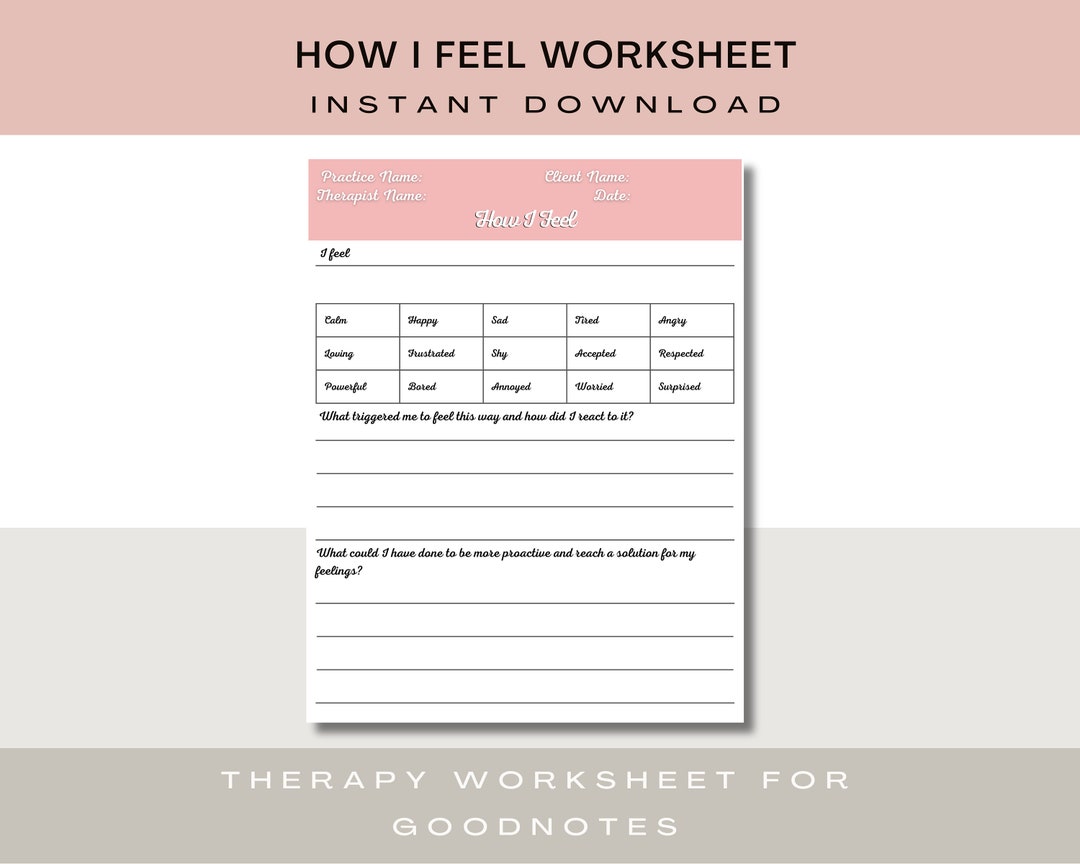 Understand Feelings PDF | Emotions Therapy Worksheet | Thoughts ...