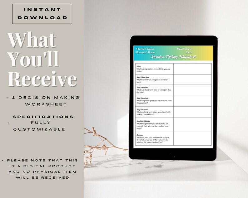 Decision Making Worksheet Learn Decision Making (Download Now) - Etsy
