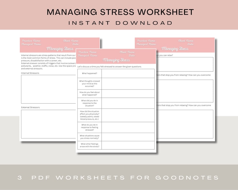 Calm Down From Stress Worksheet | Stress and Anger Management Therapy ...