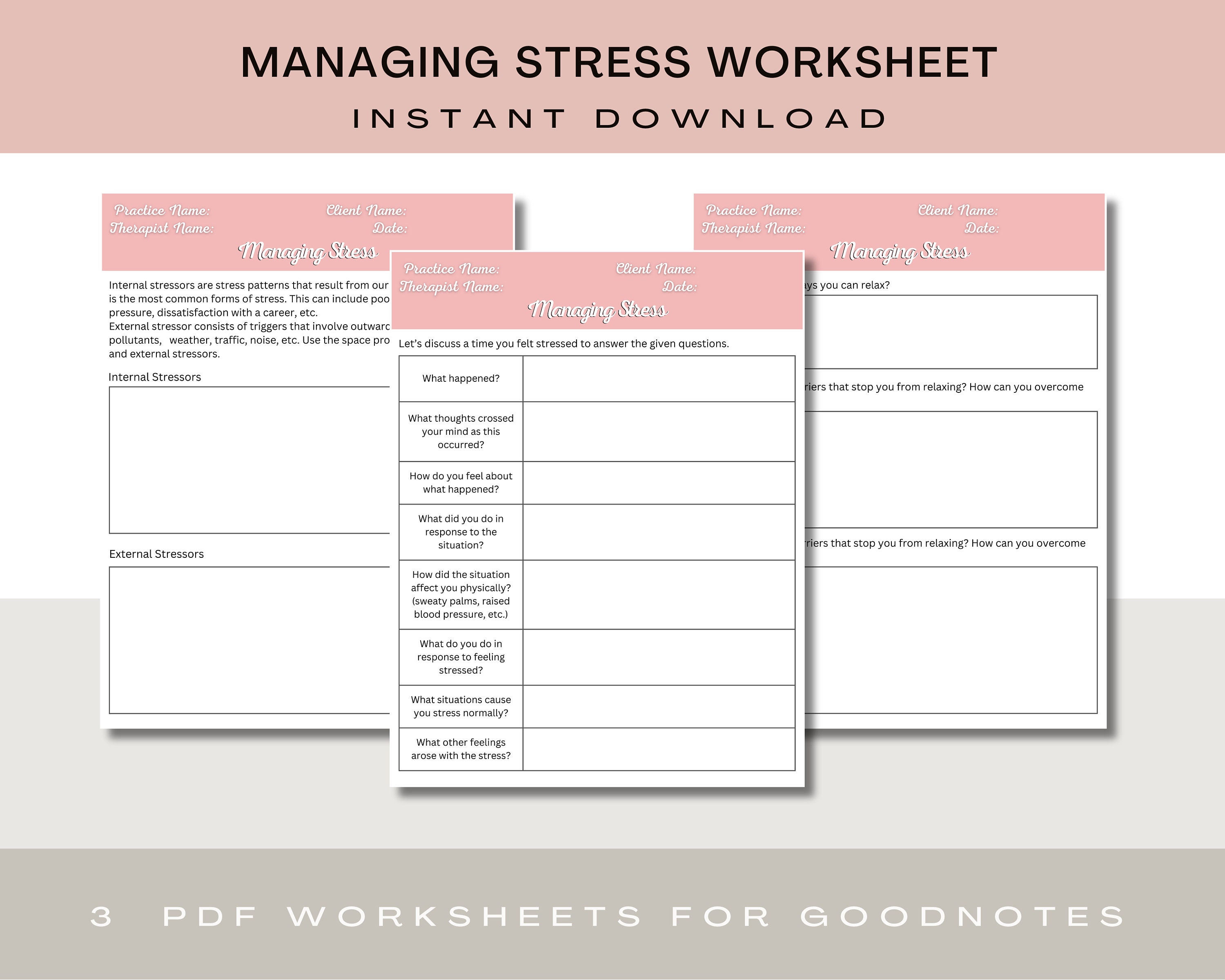 Calm Down From Stress Worksheet Stress and Anger Management Therapy ...