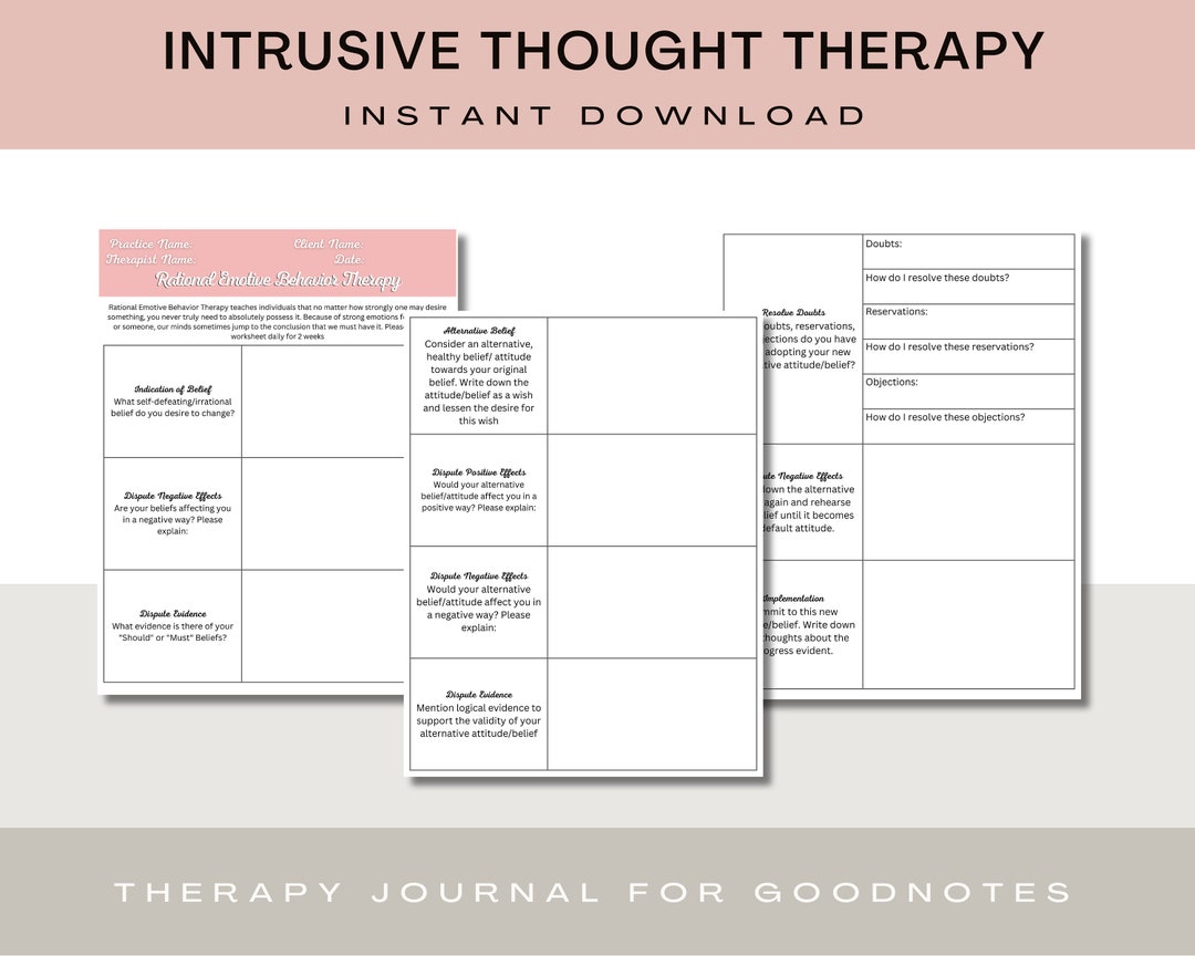 Intrusive Thoughts Worksheet | Anxiety Printable | Self-help Journaling ...