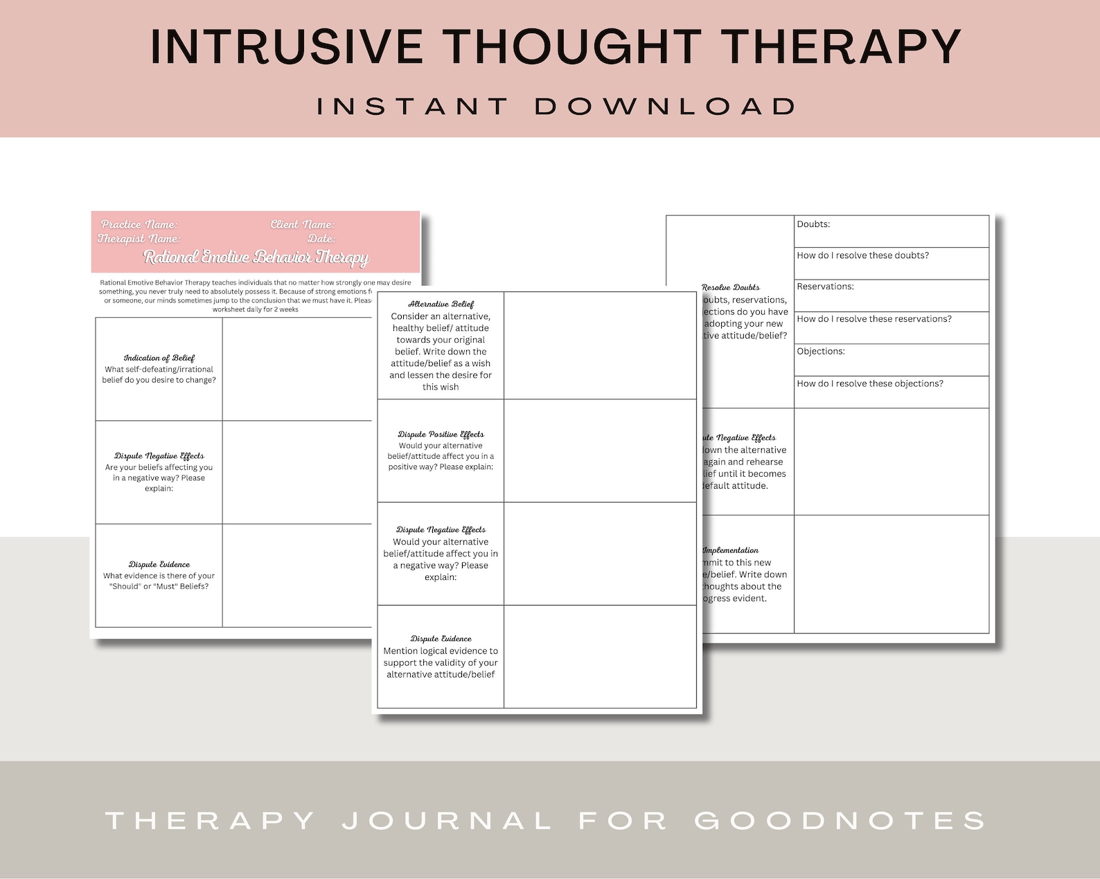 Intrusive Thoughts Worksheet | Anxiety Printable | Self-help Journaling ...