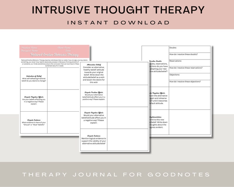 Intrusive Thoughts Worksheet | Anxiety Printable | Self-help Journaling ...