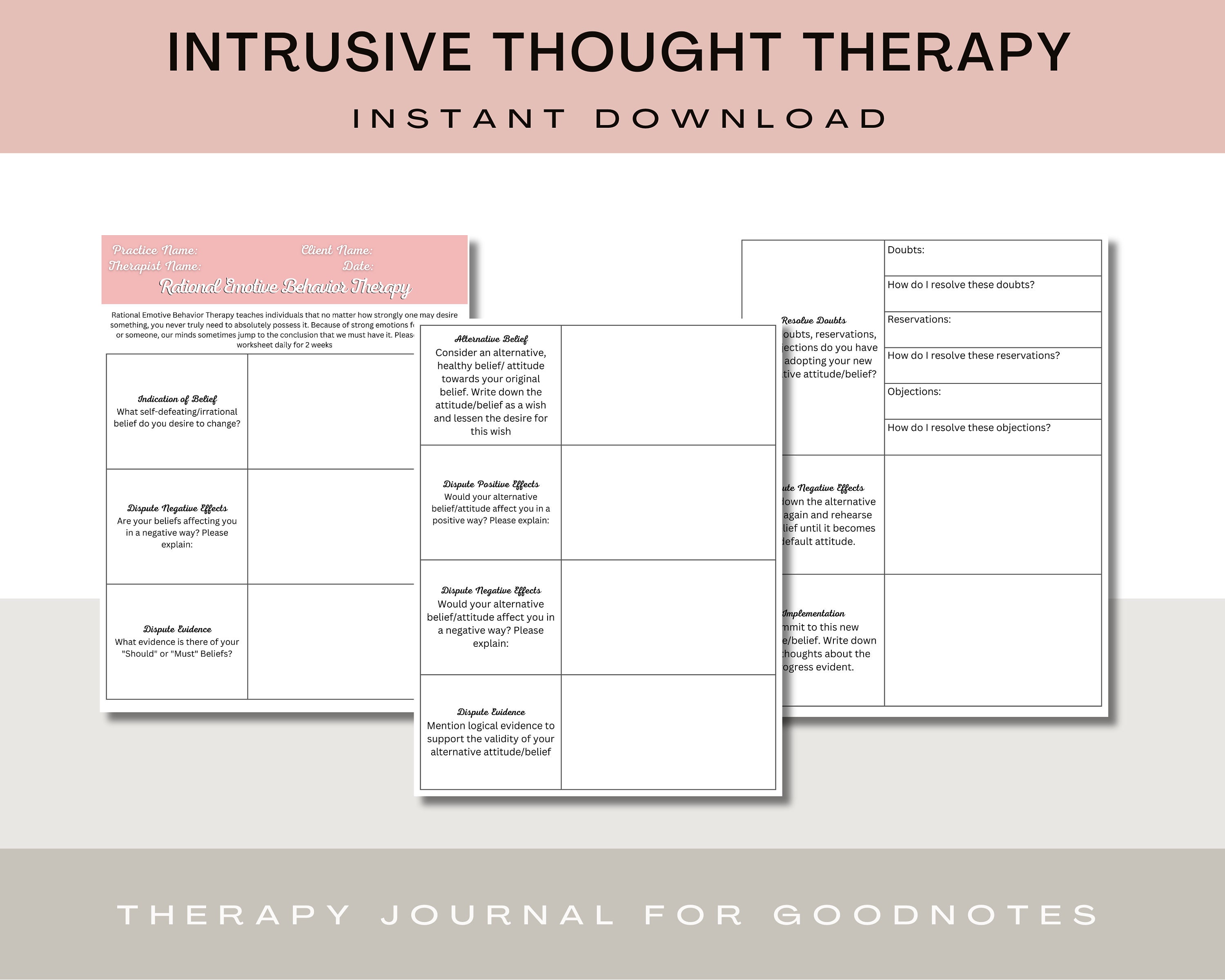 Intrusive Thoughts Worksheet | Anxiety Printable | Self-help Journaling ...