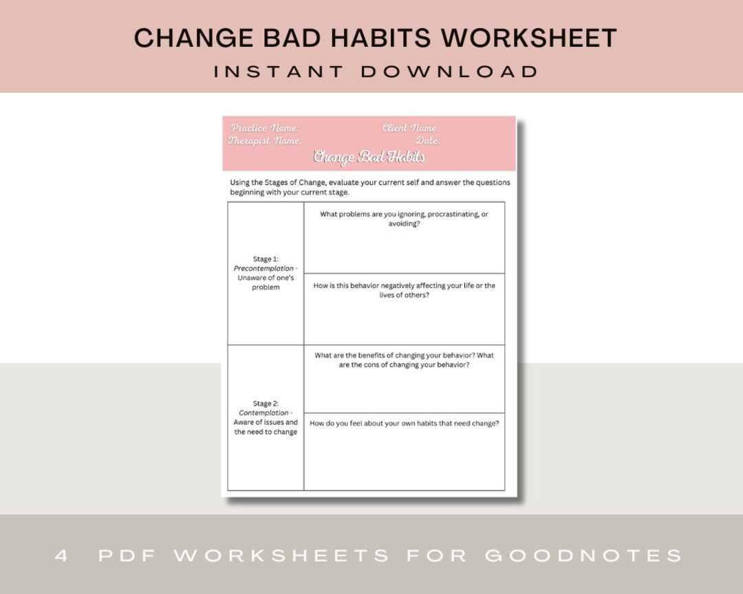 Learn Good Habits Worksheet | Stop Bad Behavior Worksheets | Therapist ...