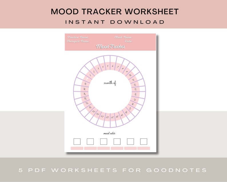 Mood Tracker | Therapy Worksheet | Emotions Check in | Feelings Chart ...