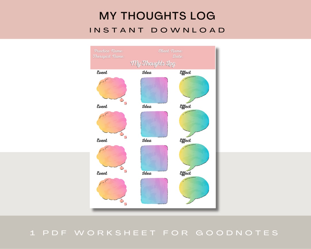 Thought Journaling PDF | Digital Diary Worksheet | Therapist Aid ...
