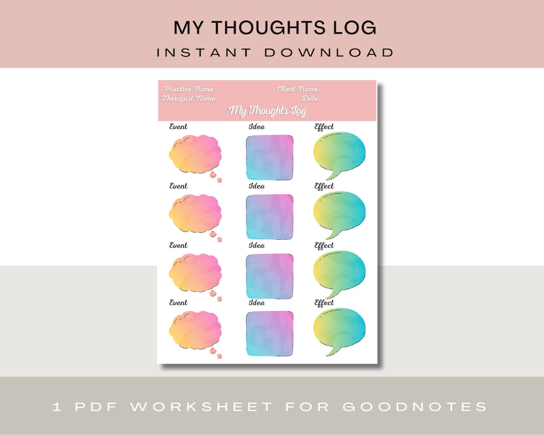 Thought Journaling PDF | Digital Diary Worksheet | Therapist Aid ...