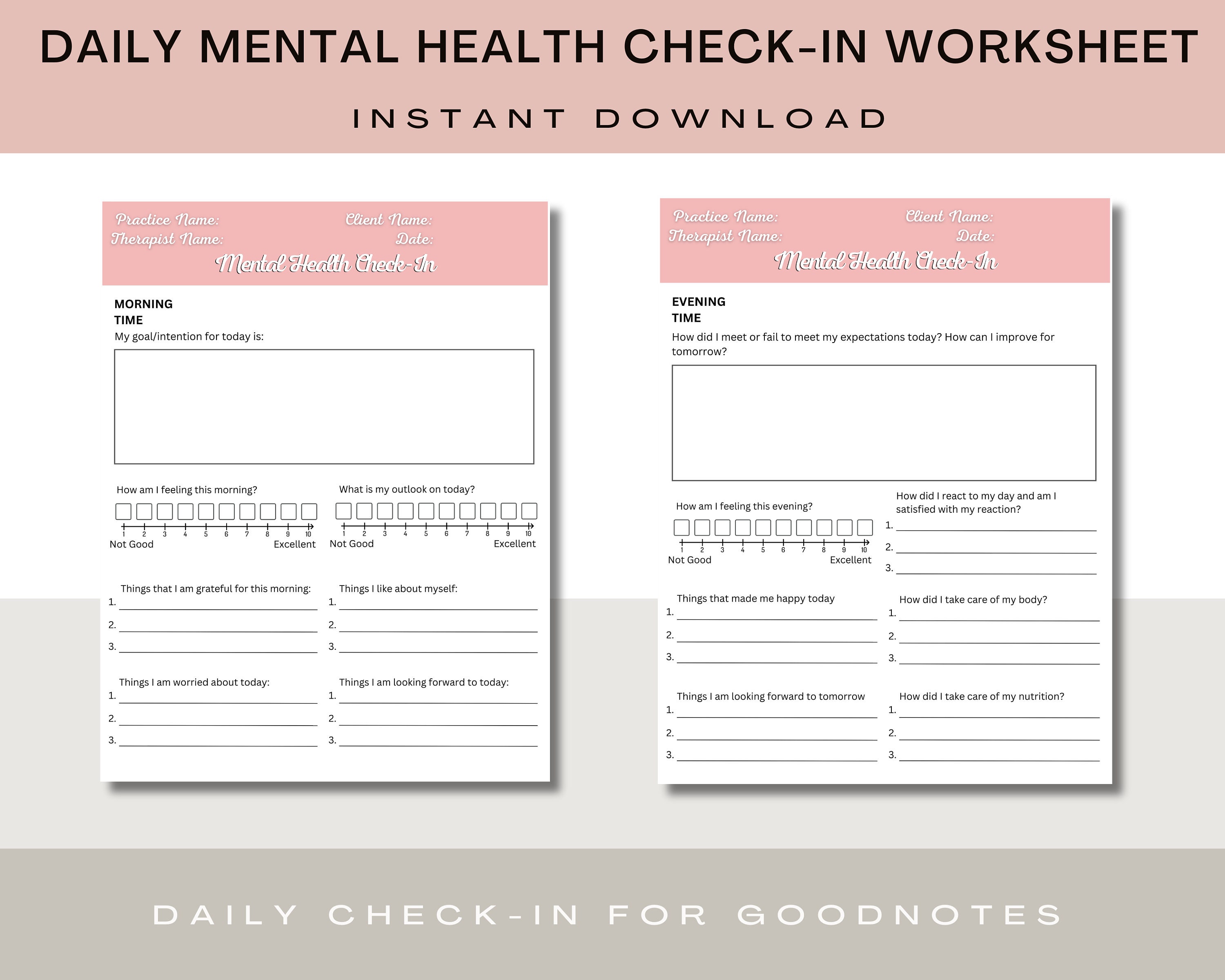 Daily Mental Health Check-in Mental Health Journaling - Etsy
