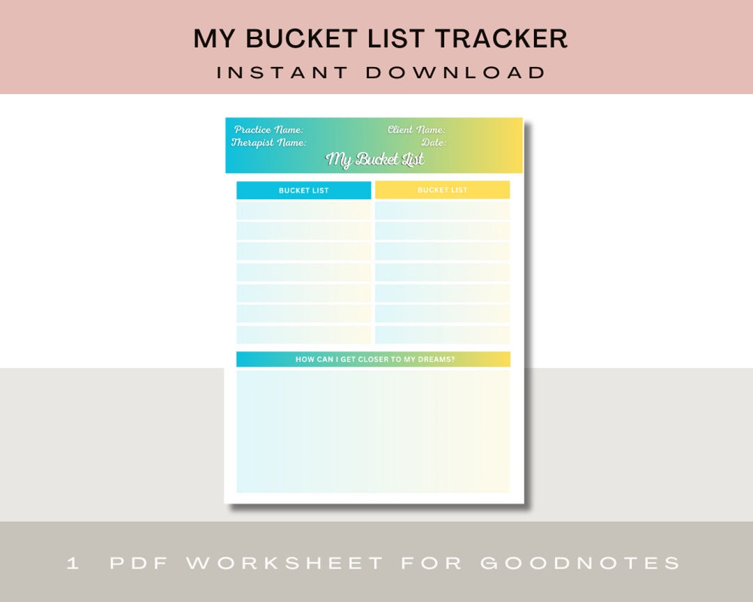 Bucket List Planner Printable PDF for Goodnotes | Dream Diary ...
