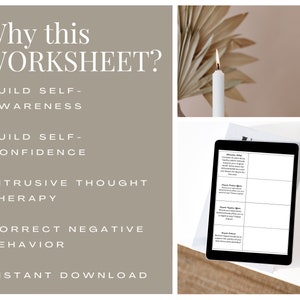 Intrusive Thoughts Worksheet | Anxiety Printable | Self-help Journaling ...