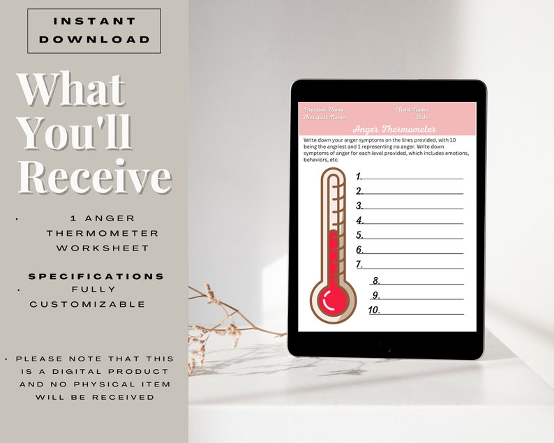 Anger Thermometer Worksheet | Therapy PDF | Therapist Worksheets ...