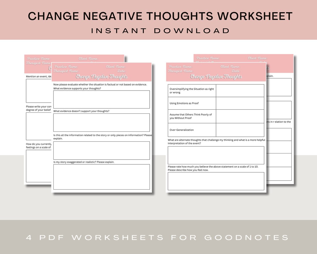 Help Heal Insecurities | Negative Thinking Worksheets | Positive ...