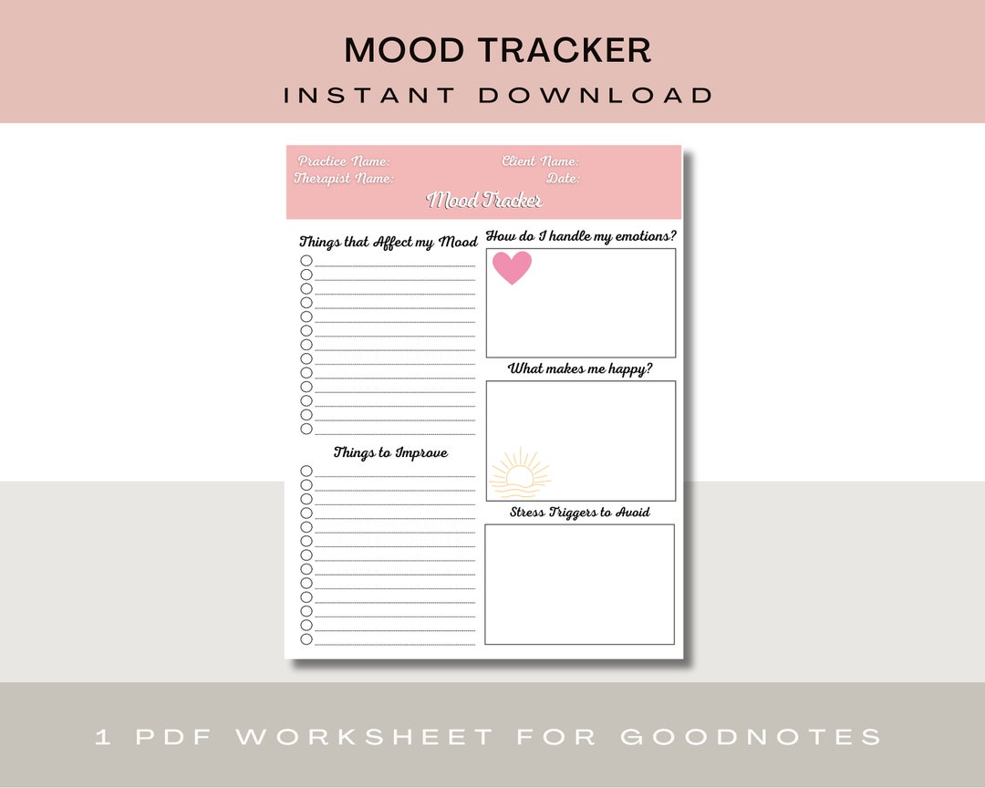 Mood Tracker PDF | Journaling Emotions Worksheet | Help Triggers ...