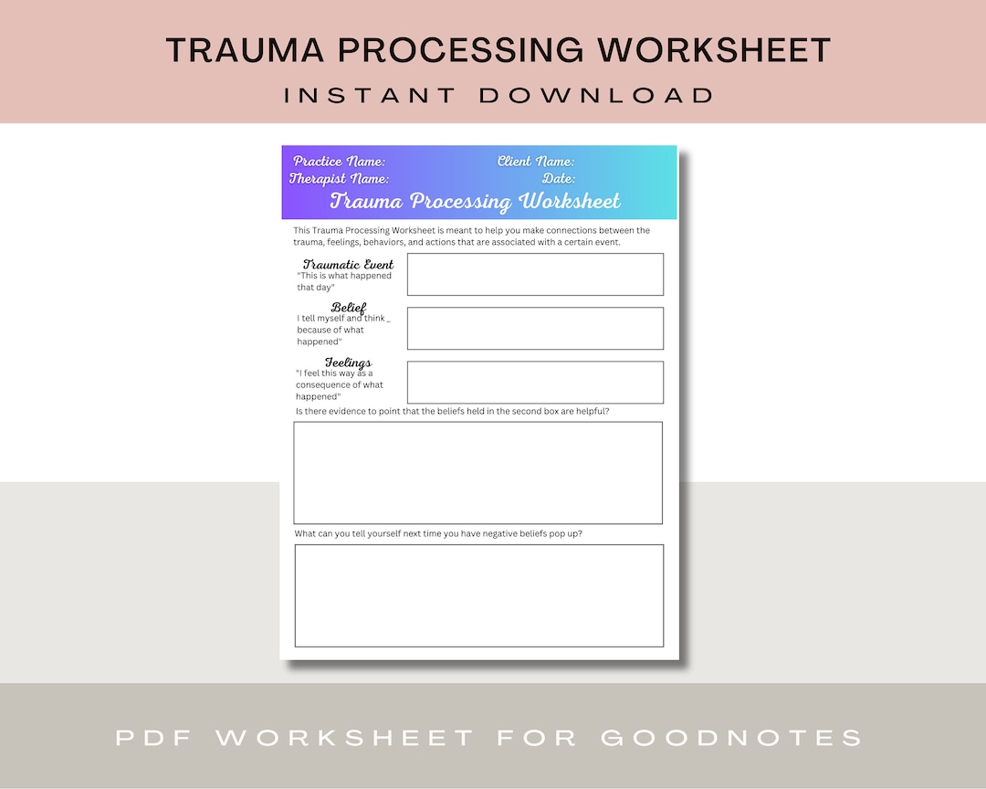 Trauma Therapy Worksheet | Trauma Healing & Processing Worksheet | PTSD ...