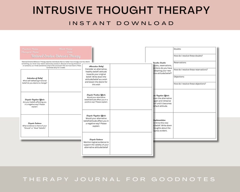 Intrusive Thoughts Worksheet Anxiety Thought Challenging - Etsy