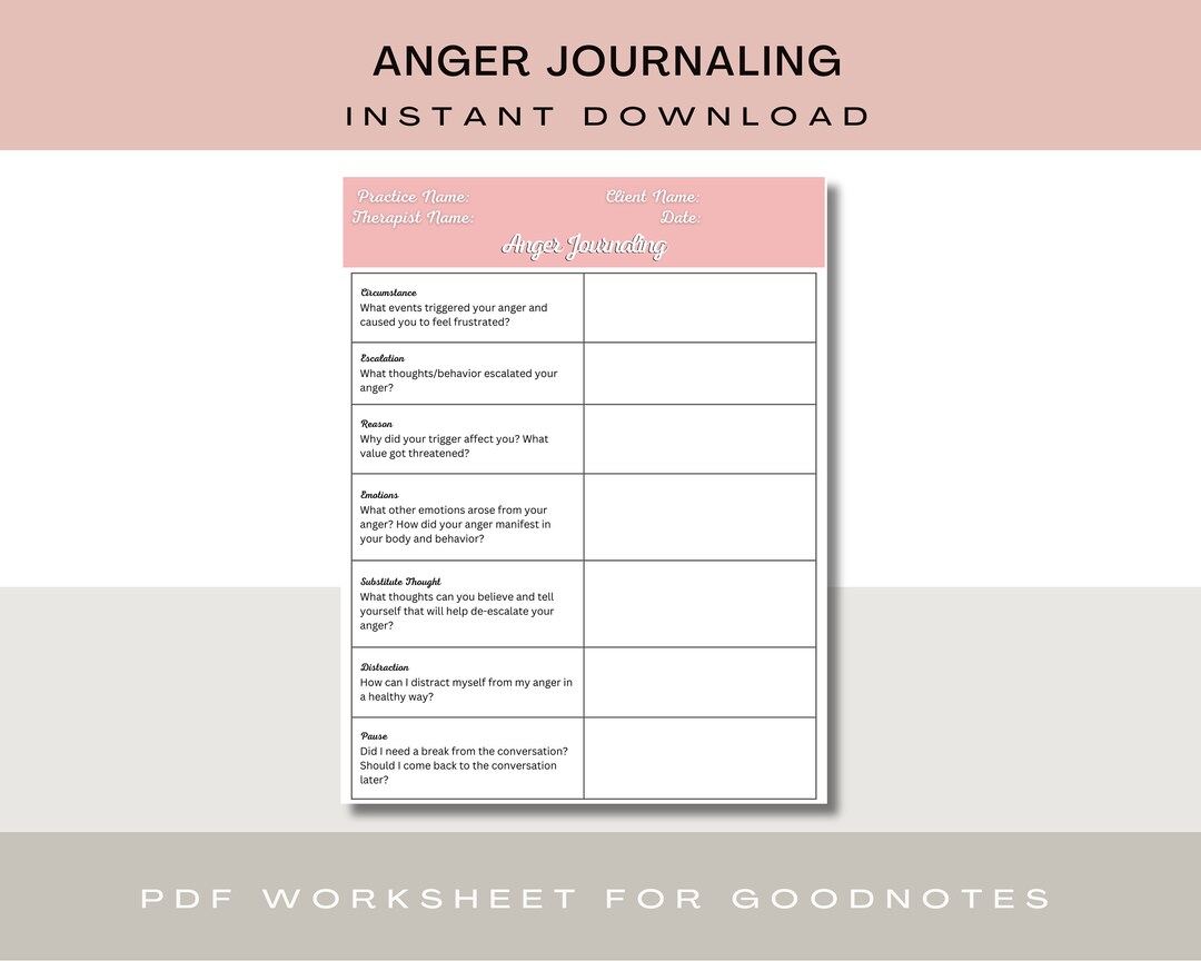 Build Patience and Control Anger | Anger & Stress Management Worksheet ...