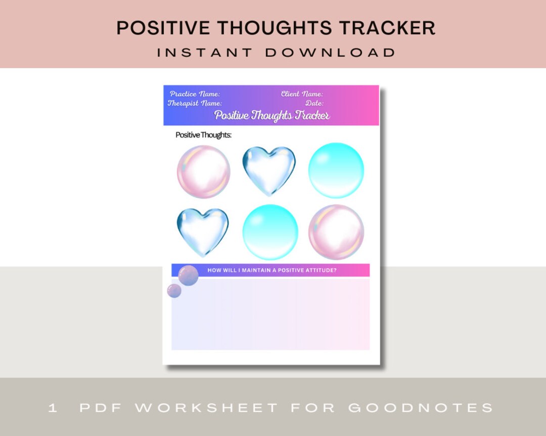 Practice Thinking Positive | Positive Thoughts Journaling Tracker ...