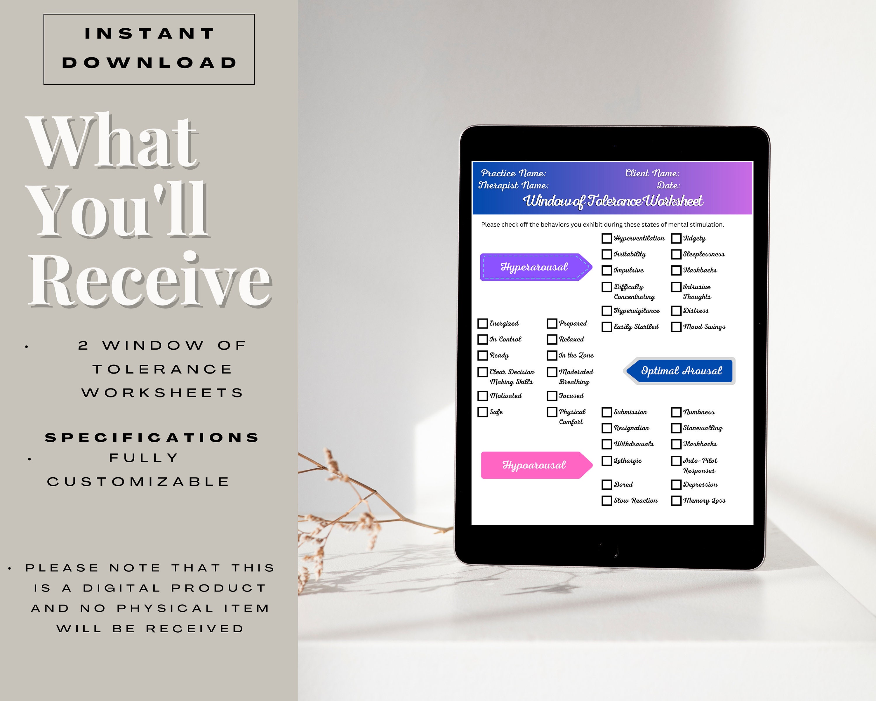 Window of Tolerance Worksheet Trauma Therapy - Etsy