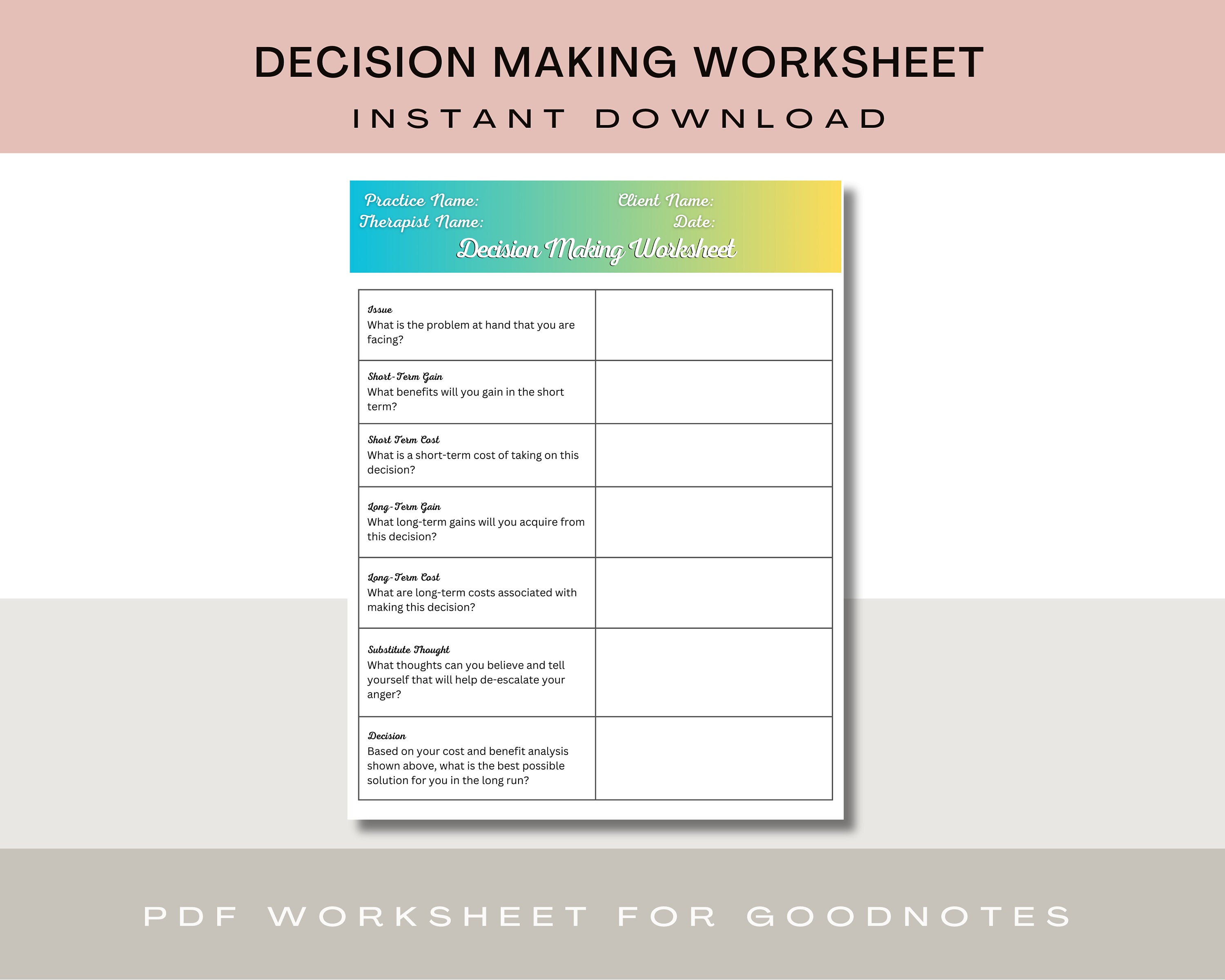 Decision Making Worksheet Learn Decision Making Skills Personal ...