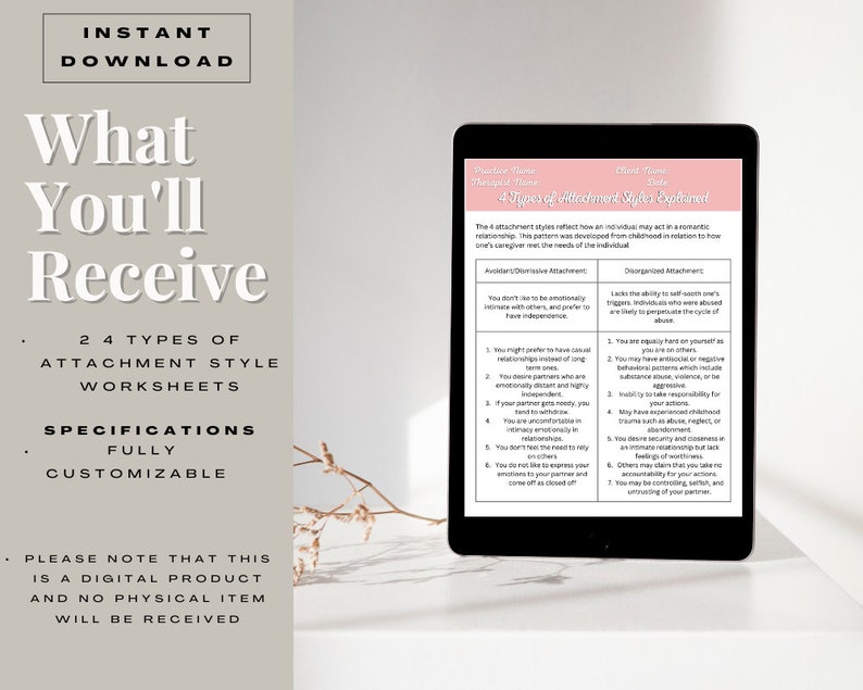 Understand the 4 Attachment Styles in Relationships Worksheet | Learn ...