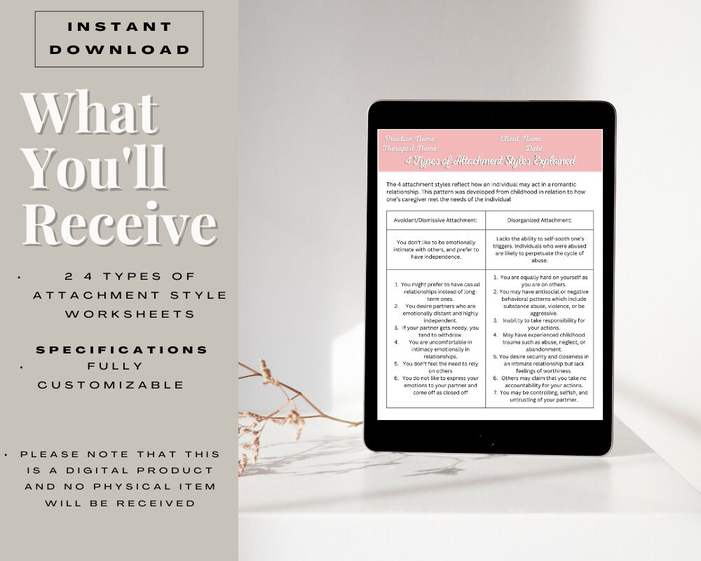 Understand the 4 Attachment Styles in Relationships Worksheet | Learn ...