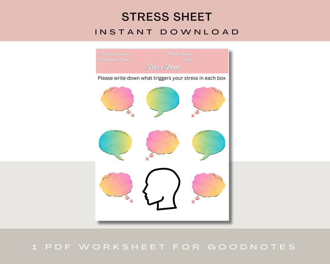 Stress Management Therapy PDF | Therapist Worksheet | Mental Health ...