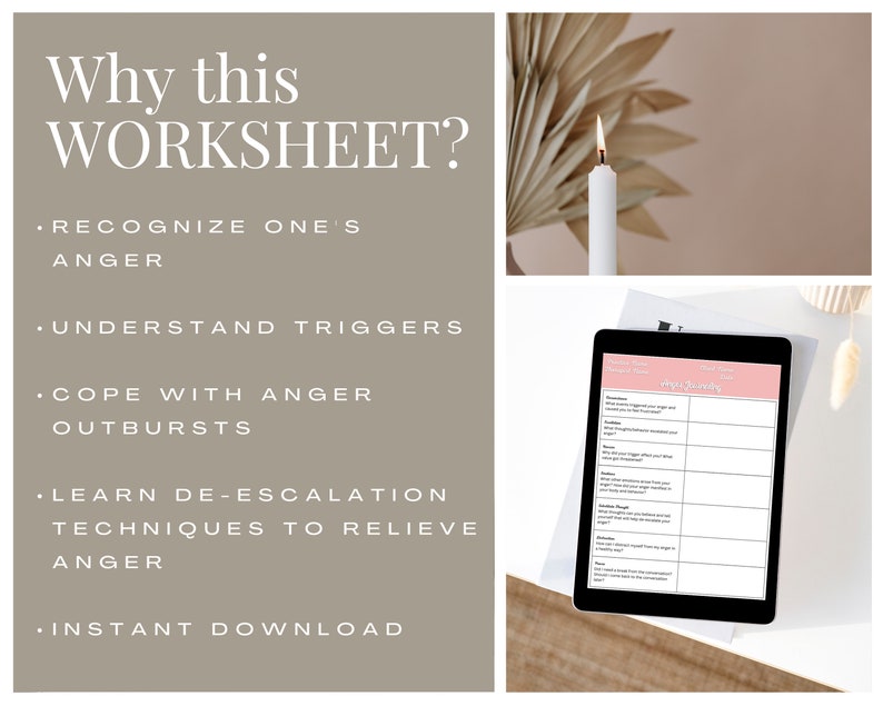 Build Patience and Control Anger | Anger & Stress Management Worksheet ...