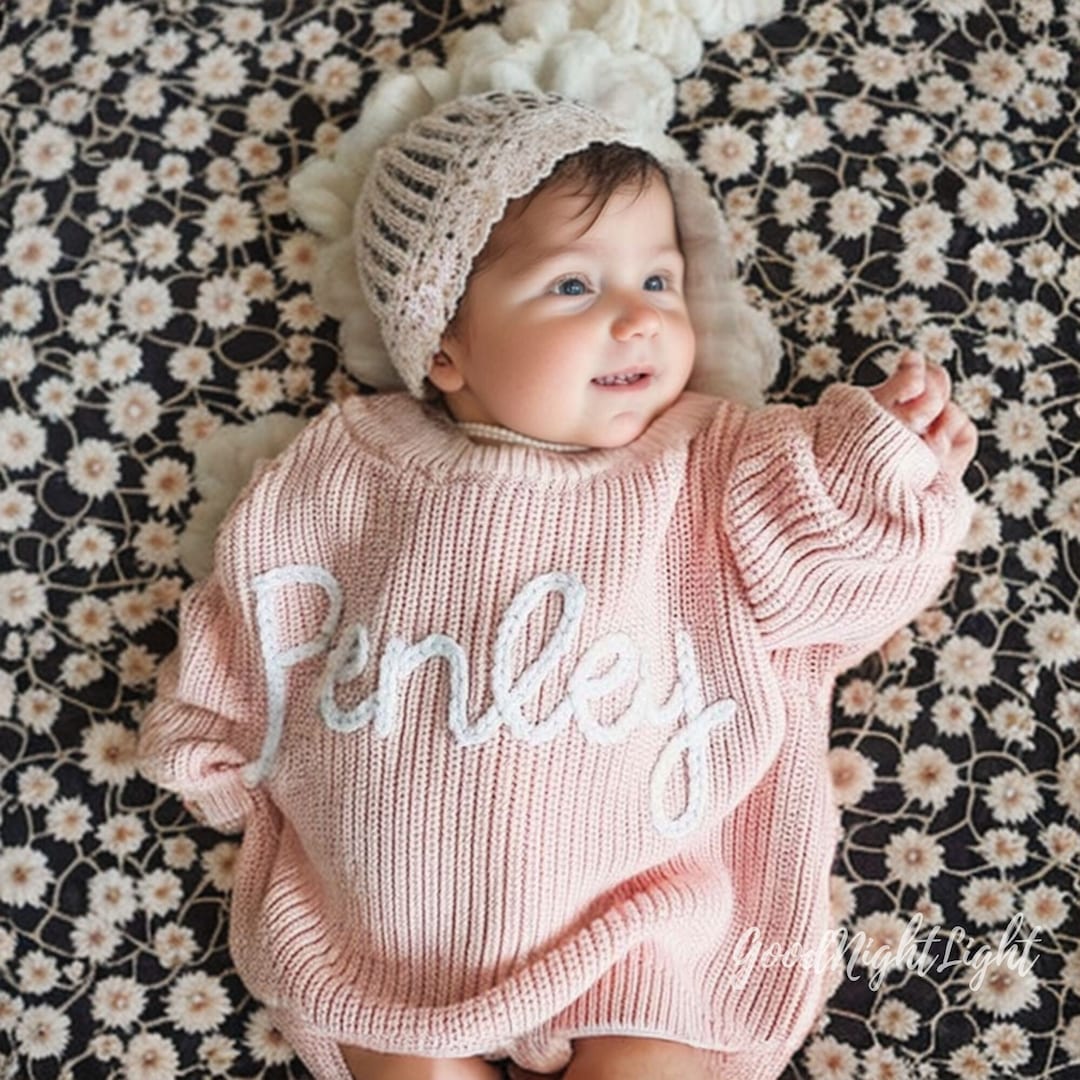 Hand Embroidered Baby Name Sweater,personalized Baby Name Sweater,baby ...