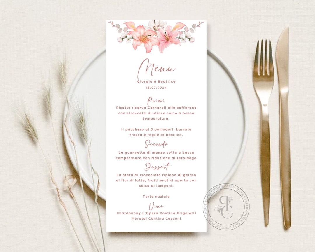 Menu Template Table Sign and Wedding Tableau Printable - Etsy