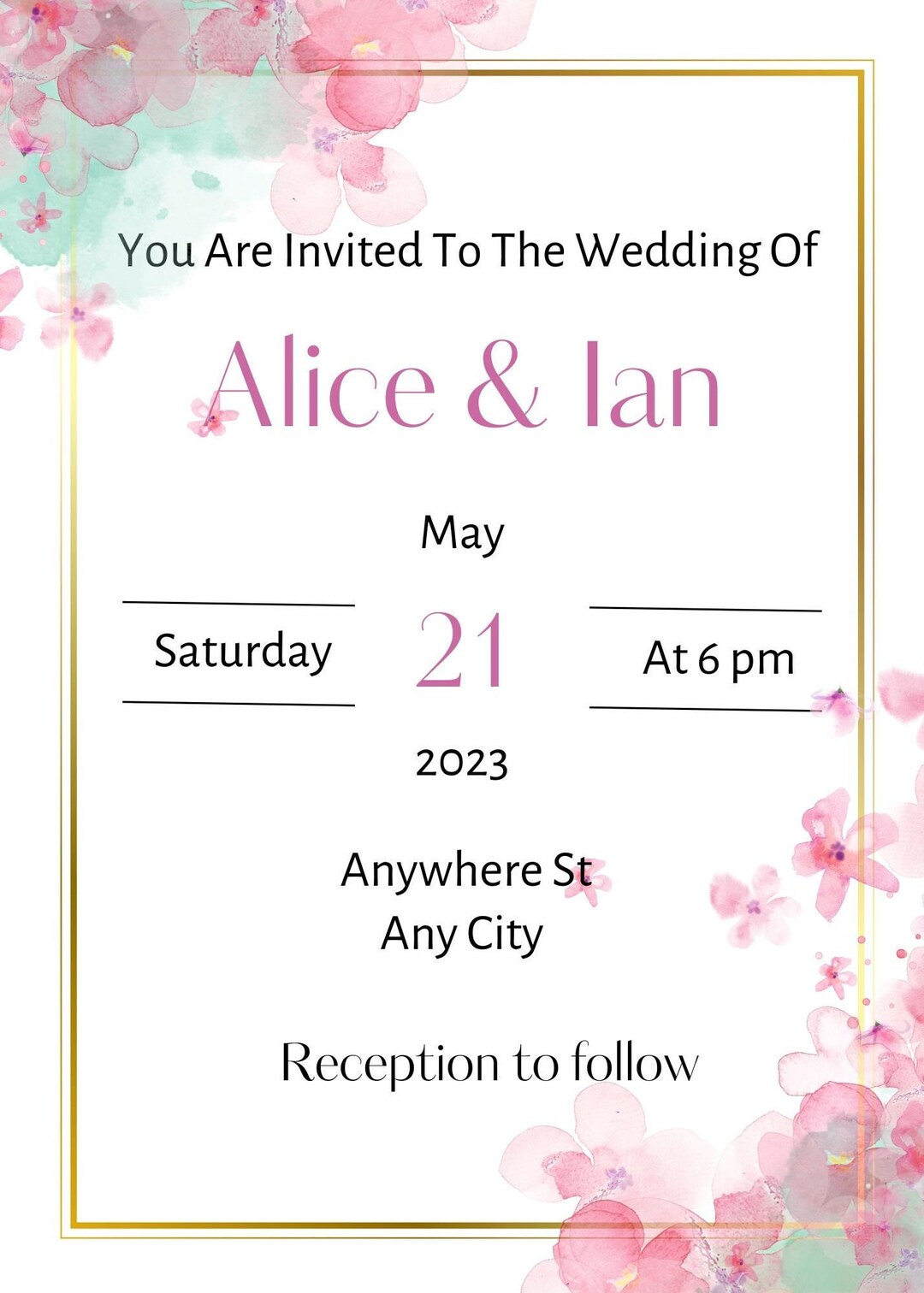 Editable Wedding Invitation - Etsy