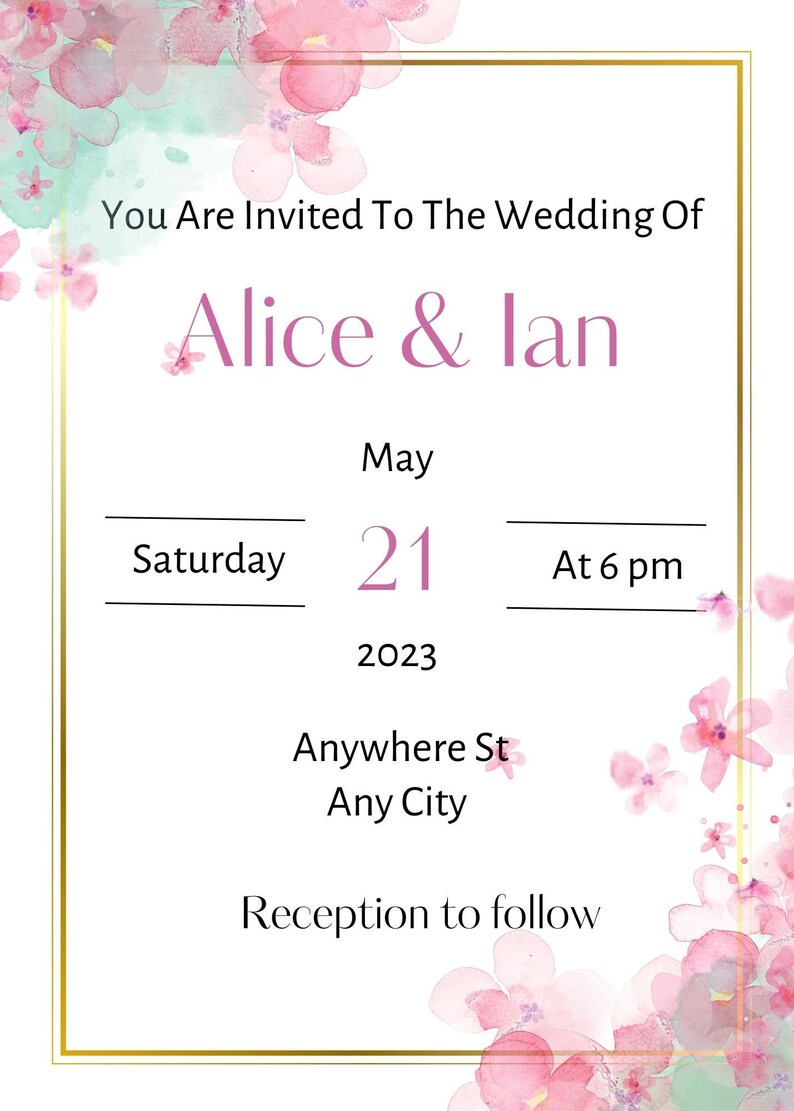 Editable Wedding Invitation - Etsy
