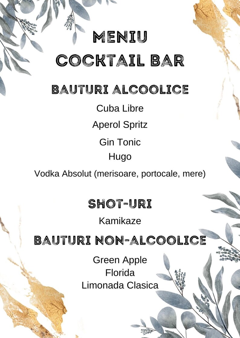 Greenery Bar Menu for Wedding - Etsy