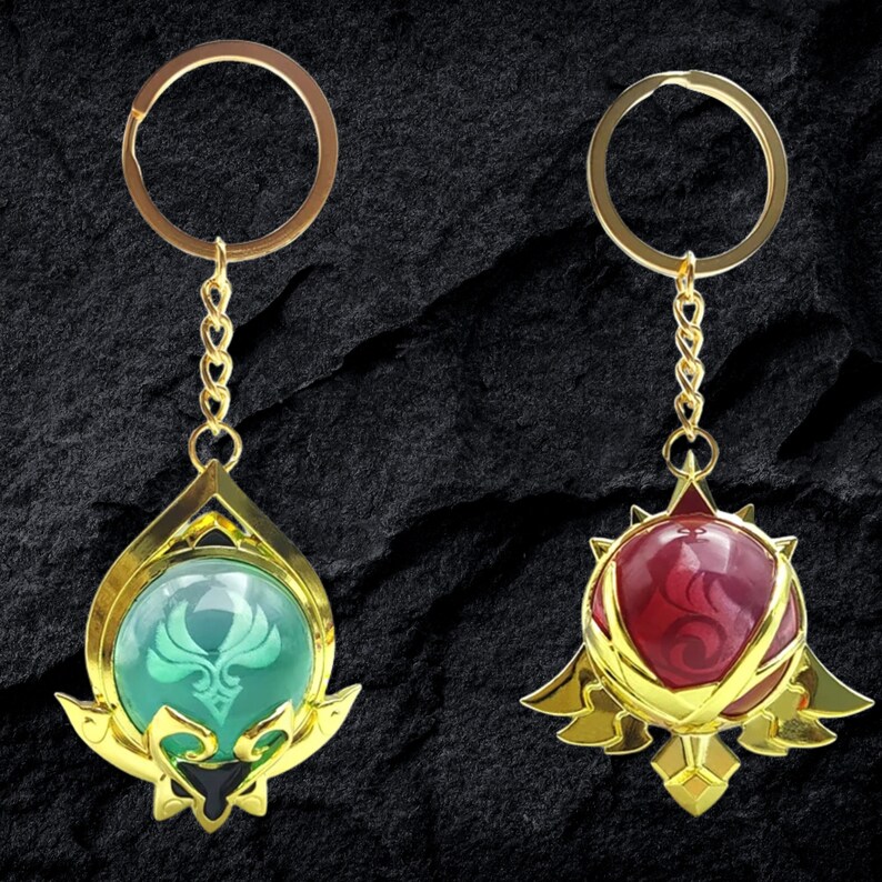 High-quality Genshin Impact Visions, Glow in the Dark, Metal Keychain ...