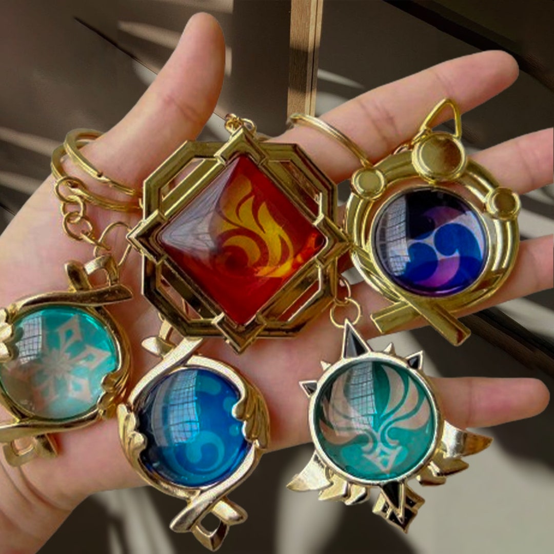 High-quality Genshin Impact Visions, Glow in the Dark, Metal Keychain ...